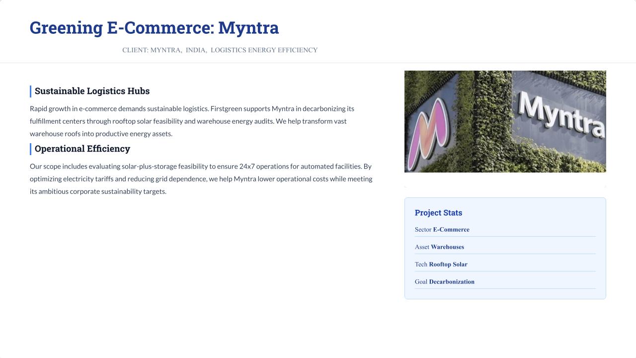 Green Logistics Transformation: Solar & Efficiency Solutions for Myntra ...
